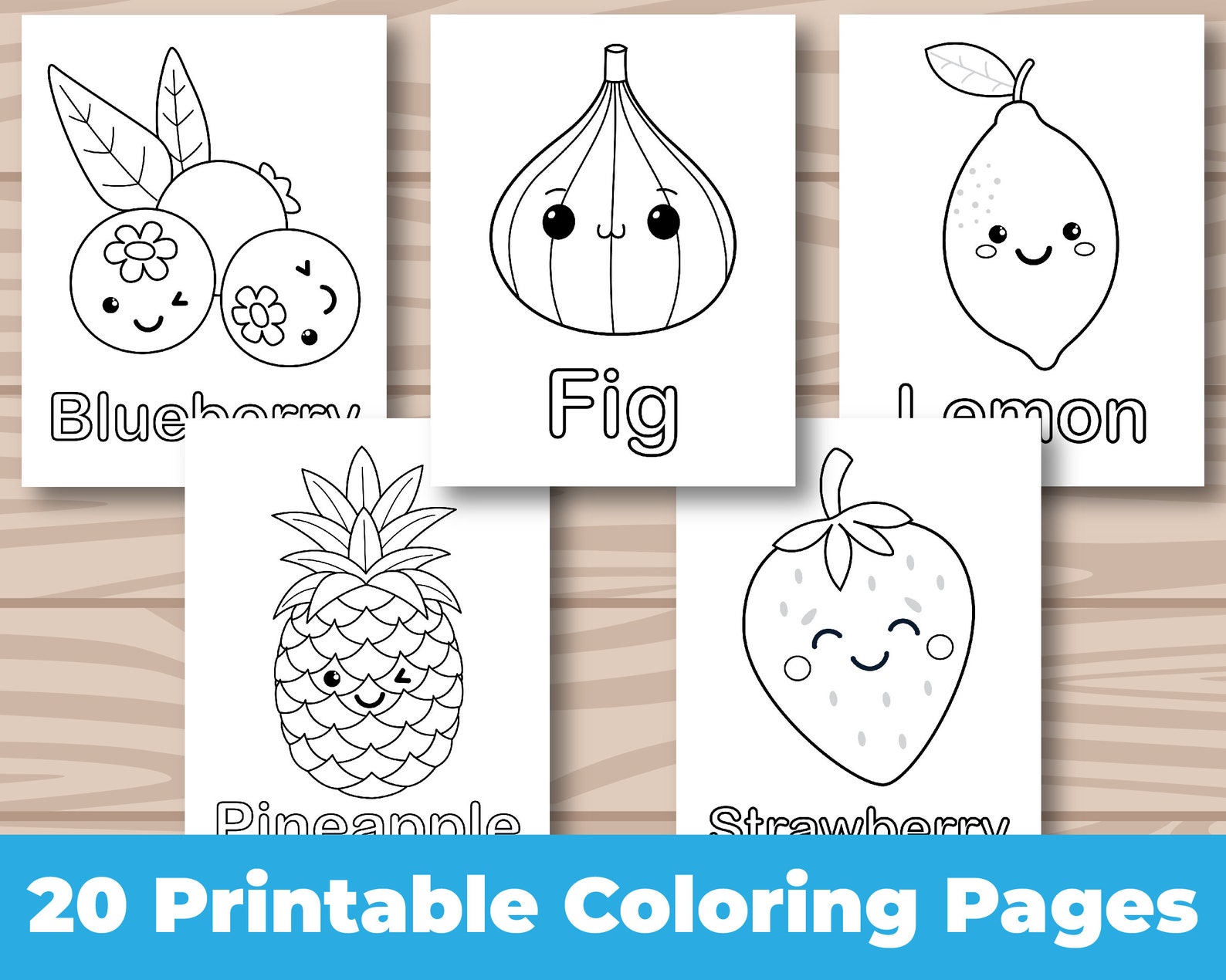 Fruit Coloring Pages, Fruit Coloring Book for Kids, Cute Fruits, Great ...