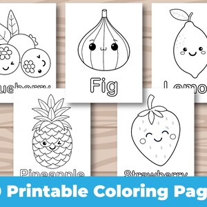 Fruit Coloring Pages, Fruit Coloring Book for Kids, Cute Fruits, Great ...