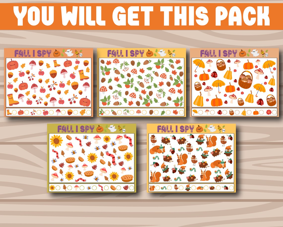 Fall I Spy Game for Toddler Preschool Worksheets, Autumn Preschool ...