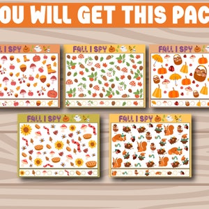 Fall I Spy Game for Toddler Preschool Worksheets, Autumn Preschool ...