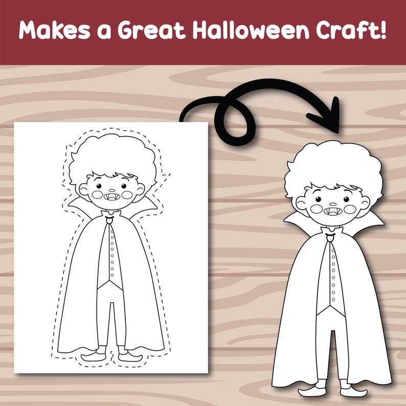 Build-a-vampire Halloween Craft for Kids, Printable Dracula Template ...