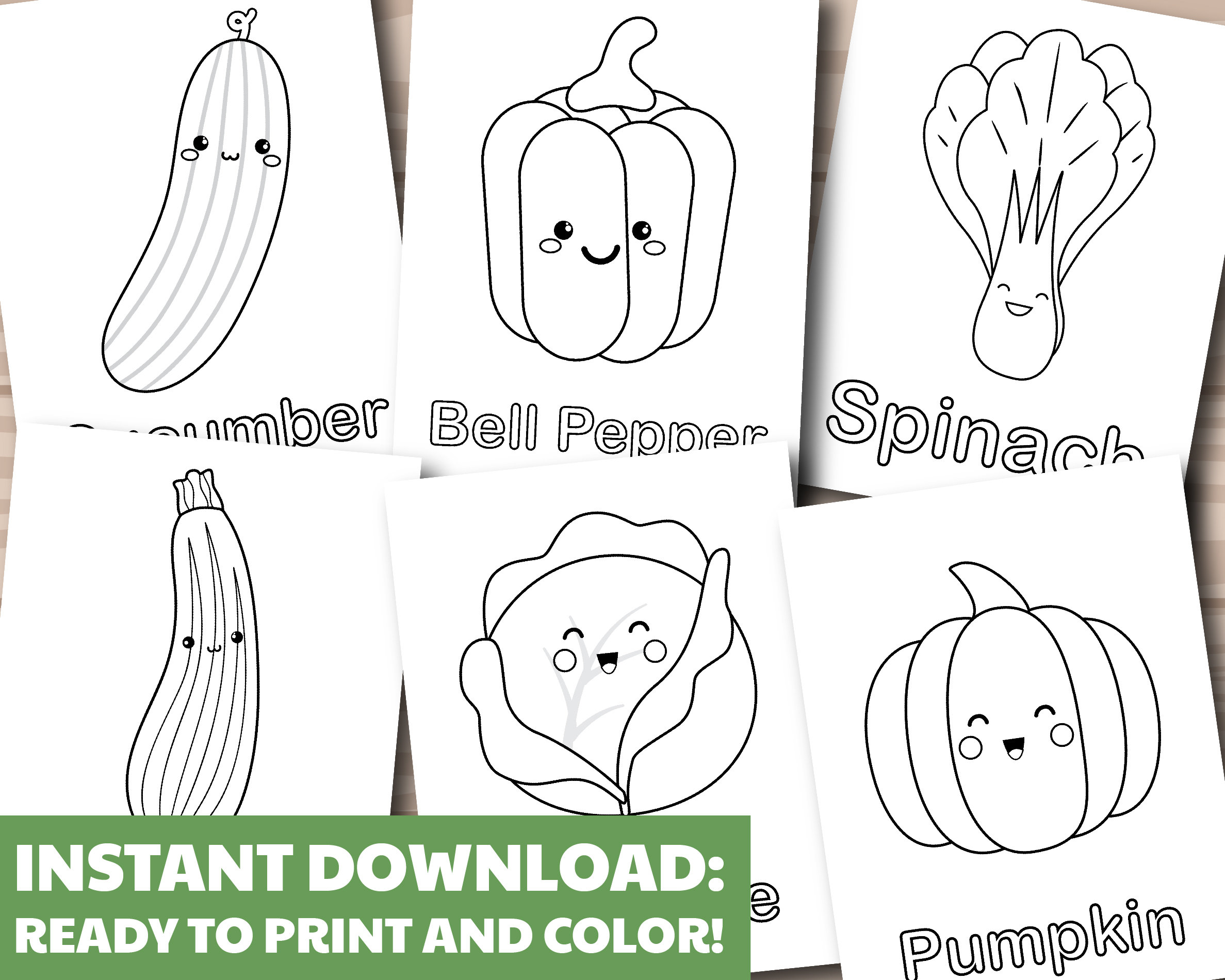 Vegetable Coloring Pages, Vegetable Coloring Book for Kids, Homeschool ...