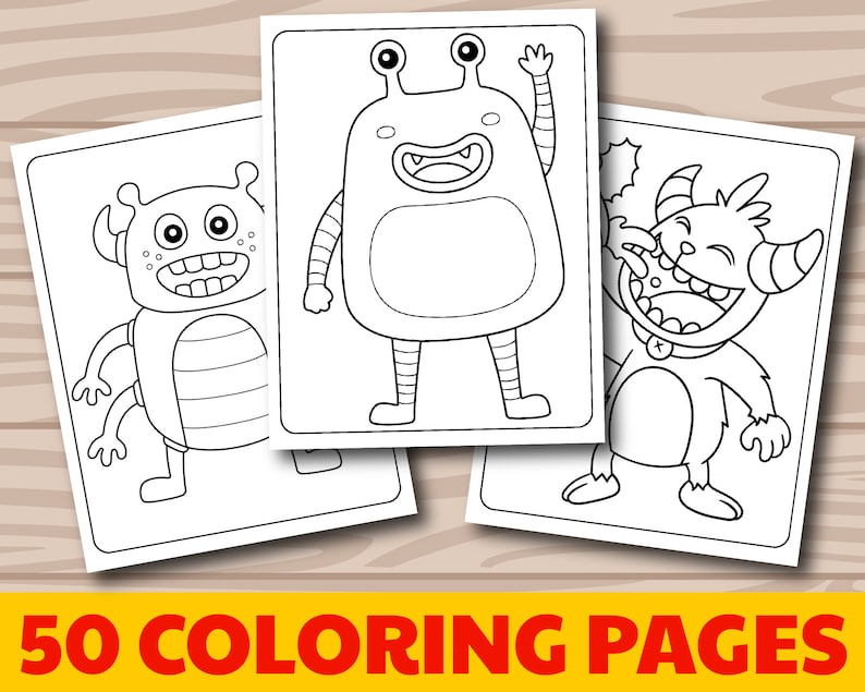 50 Cute Monster Coloring Pages for Kids, Printable Coloring Pages for ...