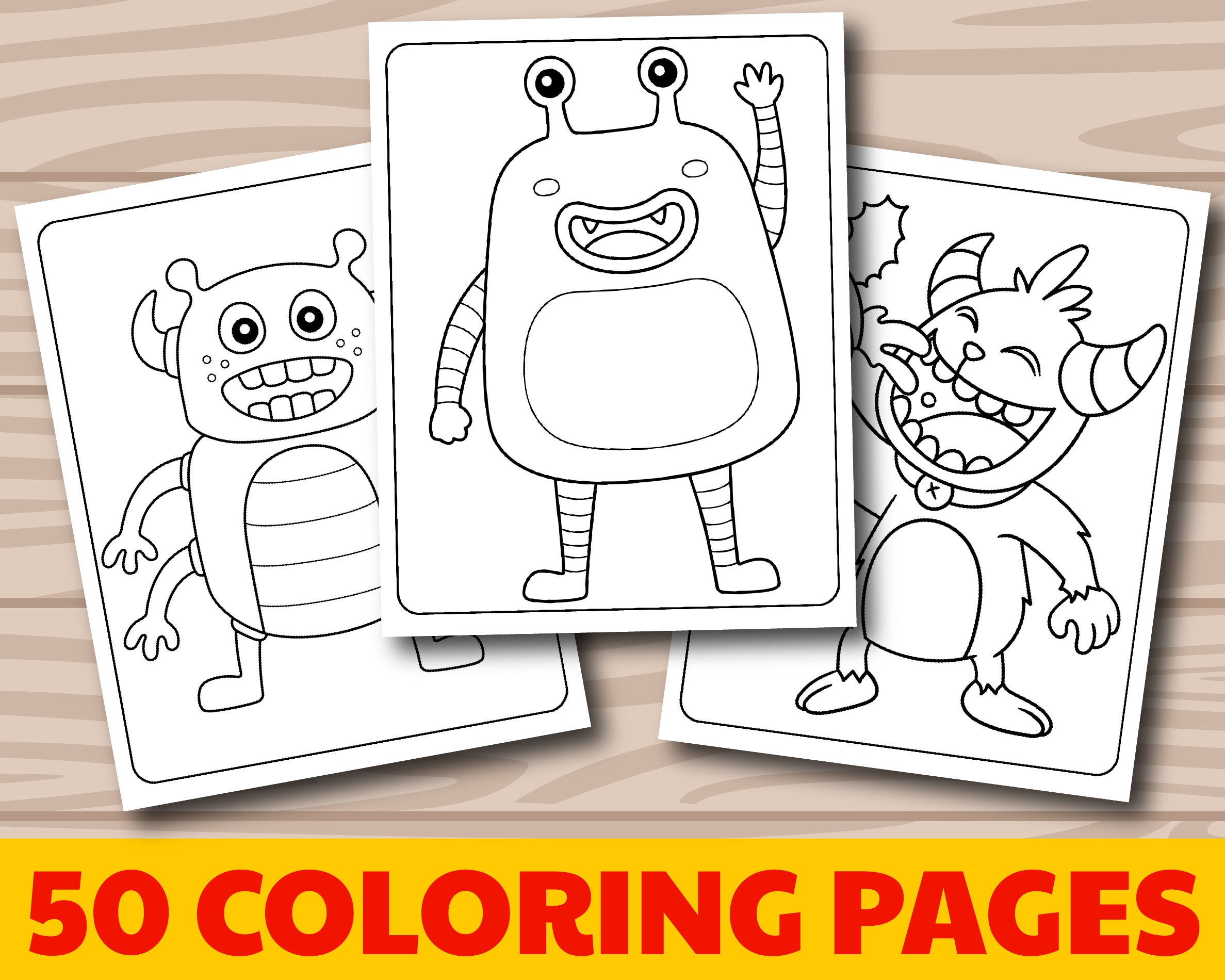 50 Cute Monster Coloring Pages for Kids, Printable Coloring Pages for ...