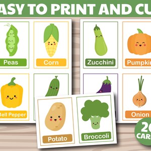 20 Vegetables Flash Cards, Montessori Flashcards, Pre-school Cards ...