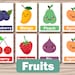 20 Fruits Flash Cards, Montessori Flashcards, Pre-school Cards ...