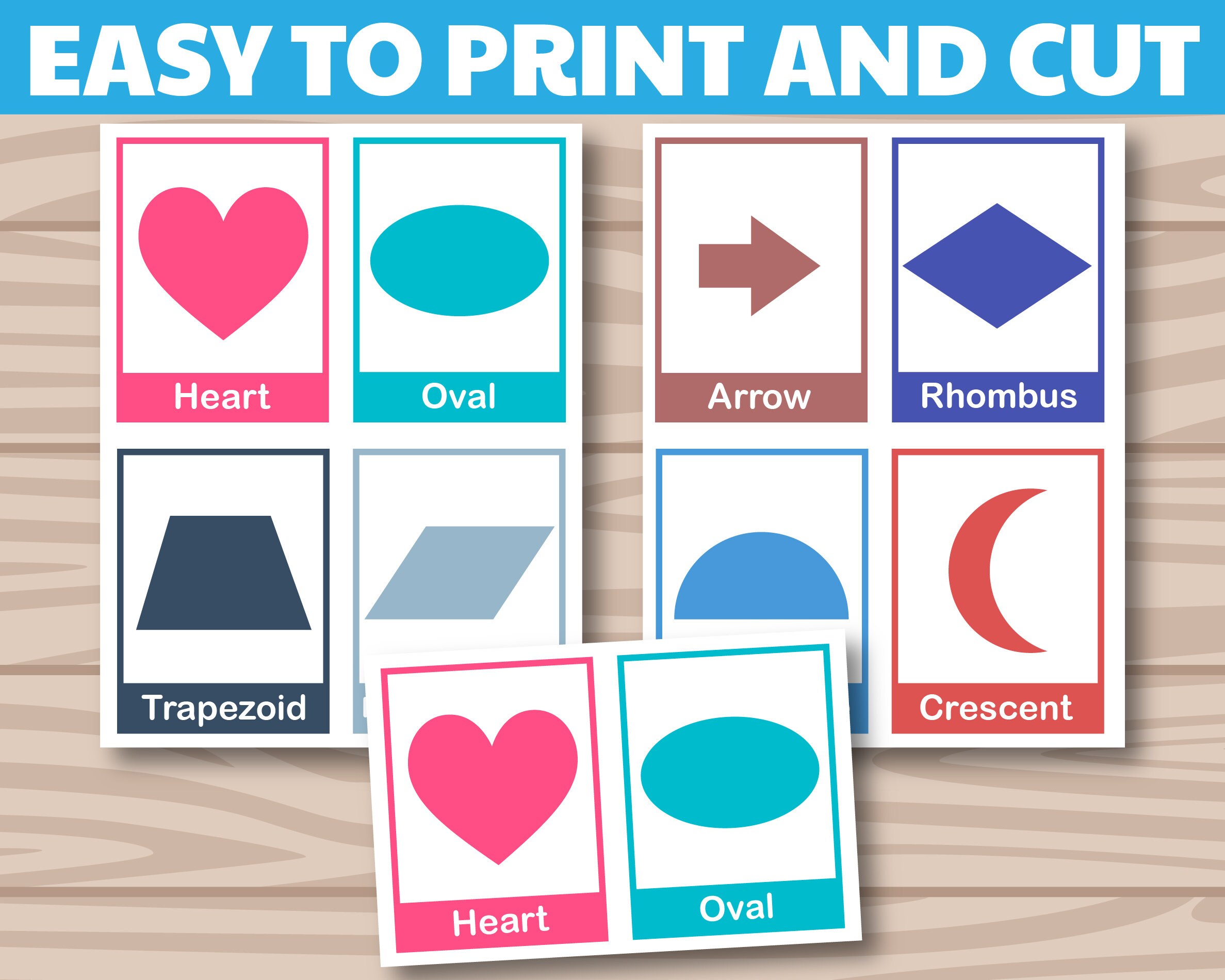 16 Shape Flash Cards, Preschool Shapes, Geometric Shapes, Learning ...