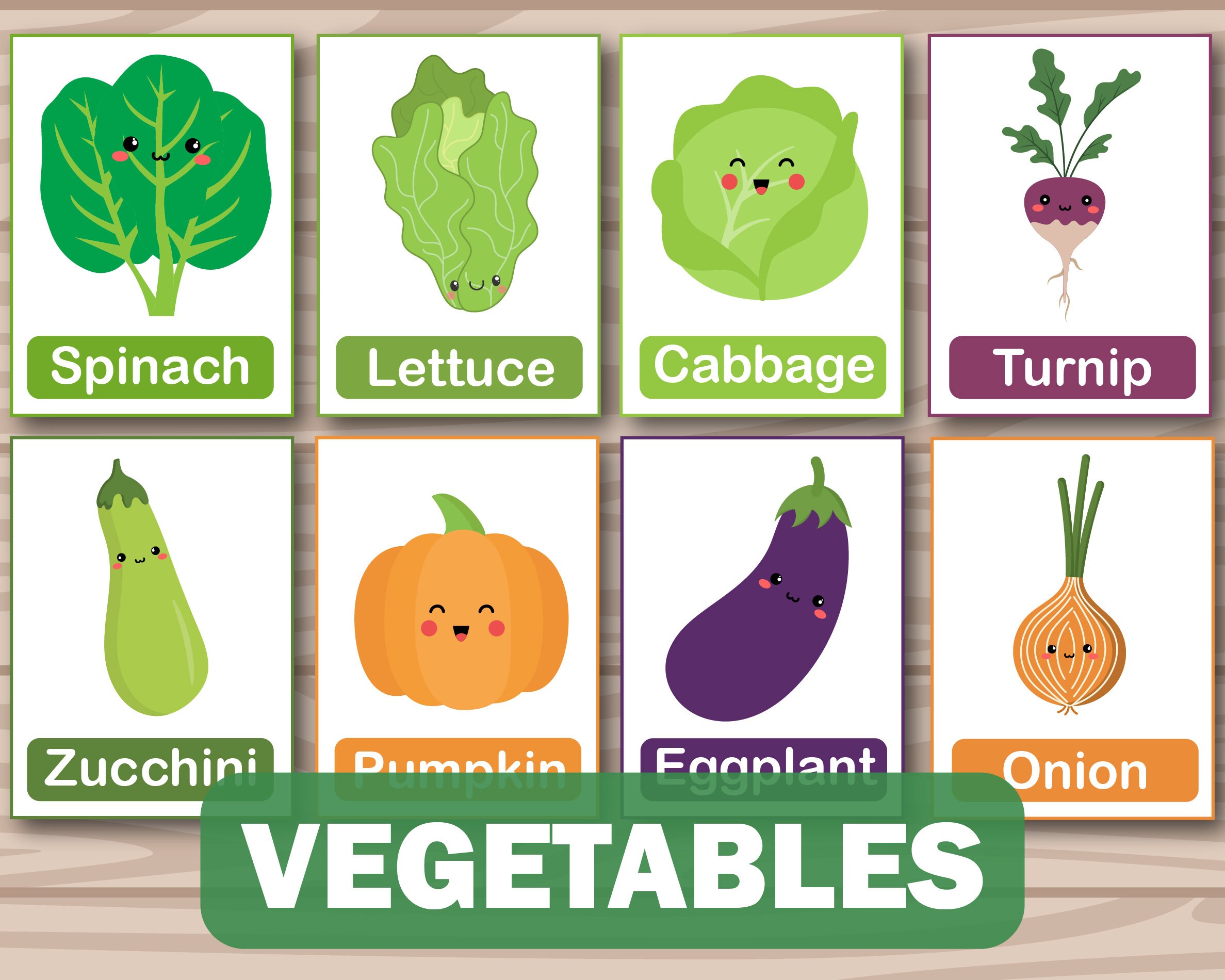 40 Fruits and Vegetables Cards, Printable Learning Resources for ...