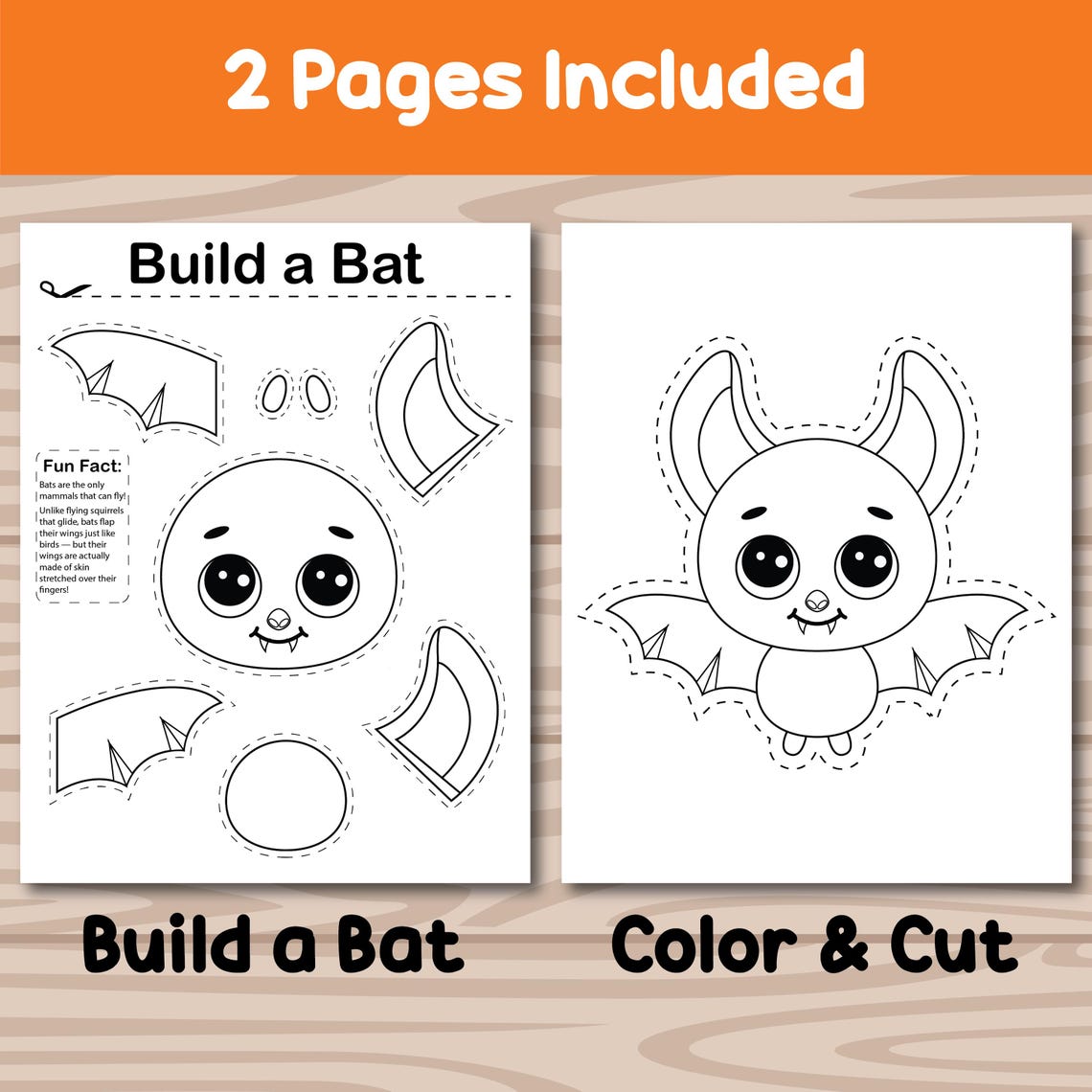 Build-a-bat Halloween Craft for Kids, Printable Bat Template, Spooky ...