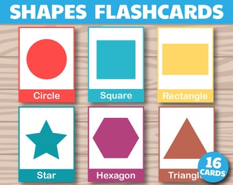12 Rainbow Shapes Flash Cards, Shape Flashcards, Preschool Learning ...