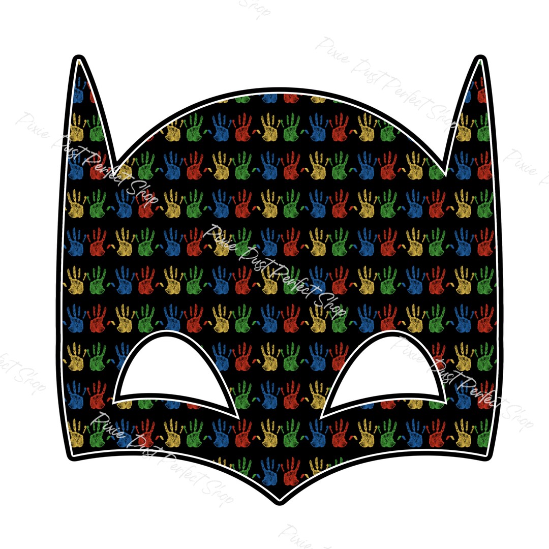 Super Hero Bat Mask With Autism Hand Print Design, Neurodiversity ...