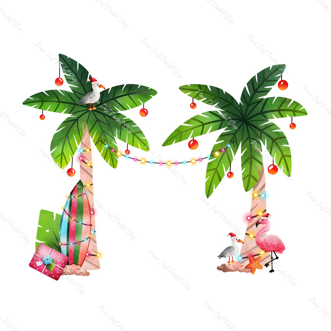 Tropical Holiday, Christmas, Vacation, Palm Trees, Beach, Flamingo ...