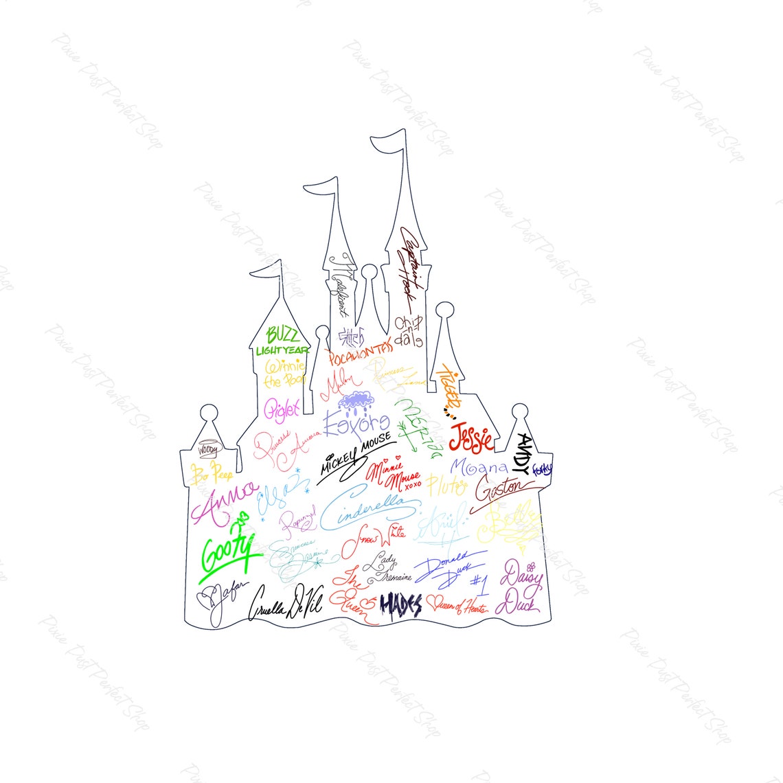 Character Signatures on Castle Design, Autographs, Vacation, Theme Park ...