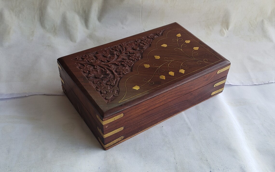 Arabic Style Jewelry Box Copper Inlay - Etsy