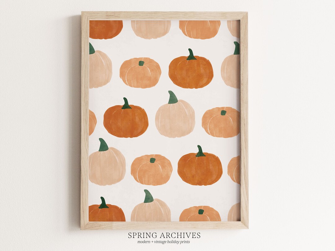 Pumpkin Pattern Printable Art Print, Halloween Digital Download ...