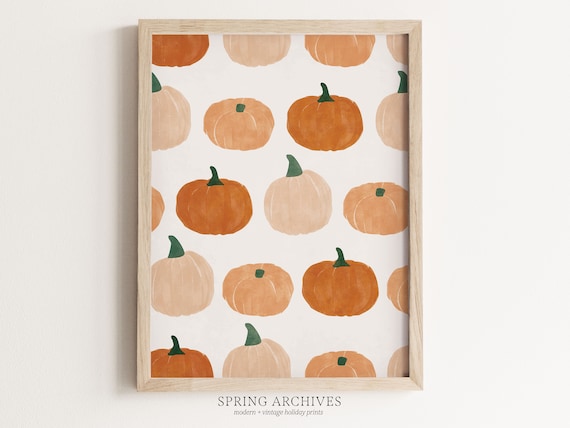 Pumpkin Pattern Printable Art Print Halloween Digital - Etsy