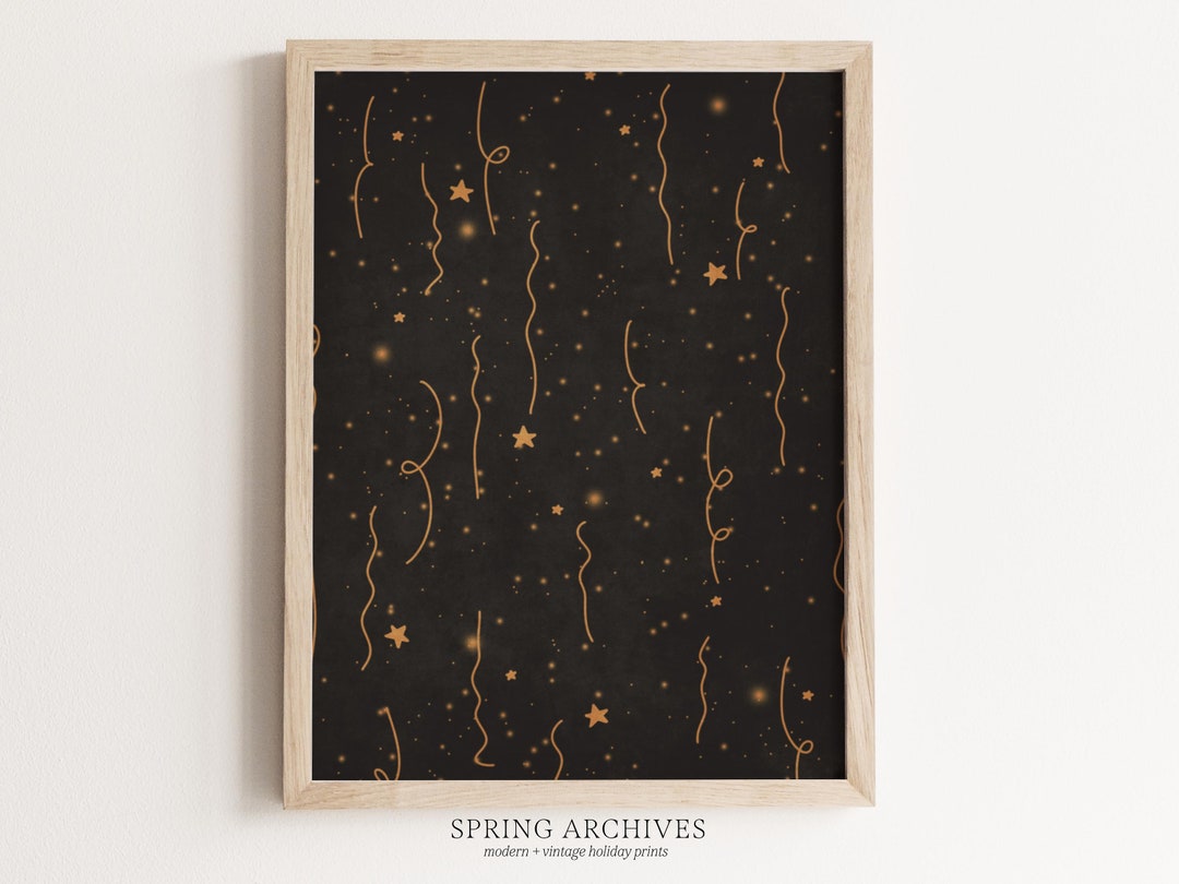 Gold Confetti Printable Wall Art, New Year's Eve Digital Download, NYE ...