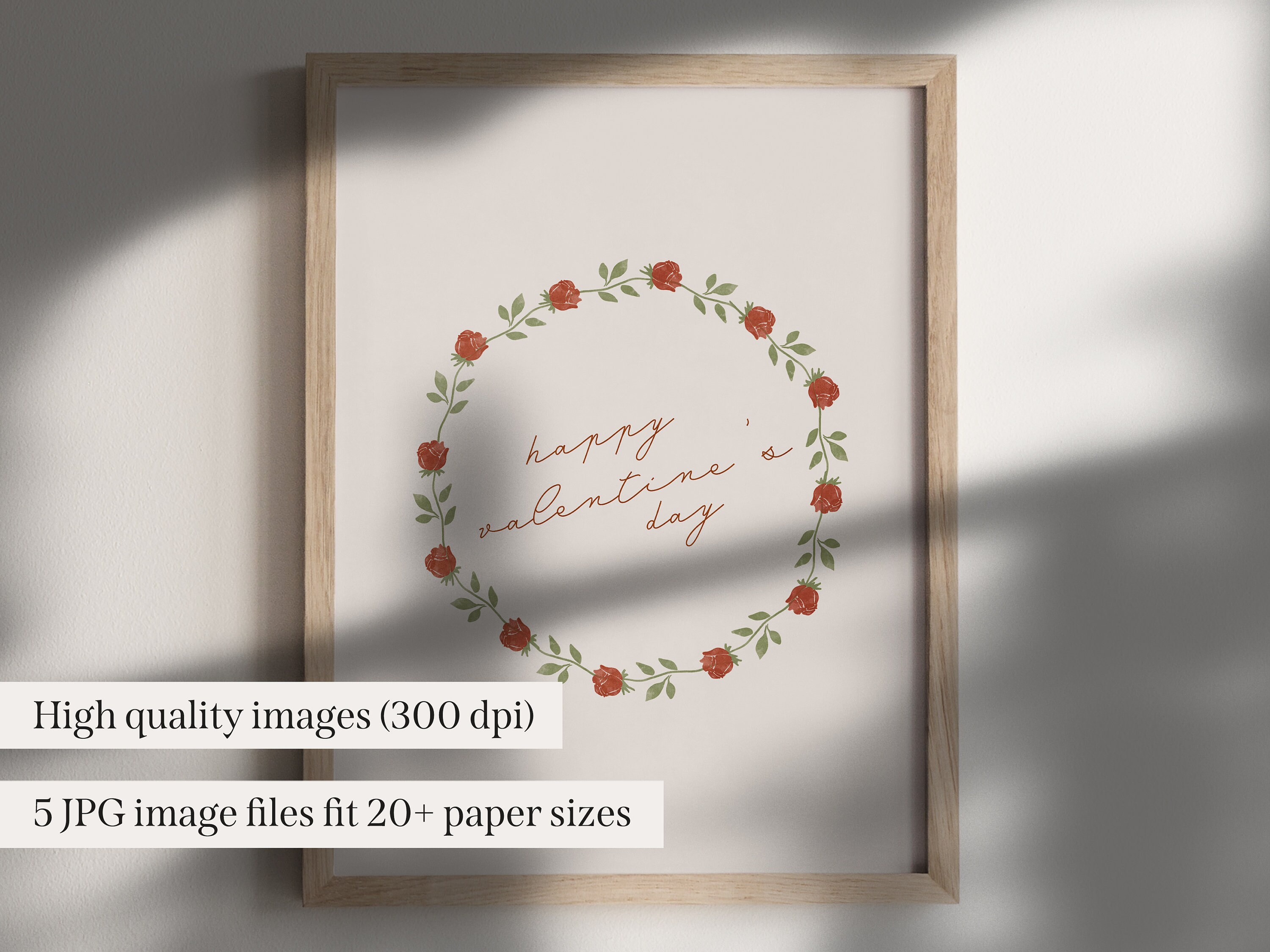 PRINTABLE Happy Valentines Day Art Print, Valentines Day Wall Art, Rose ...