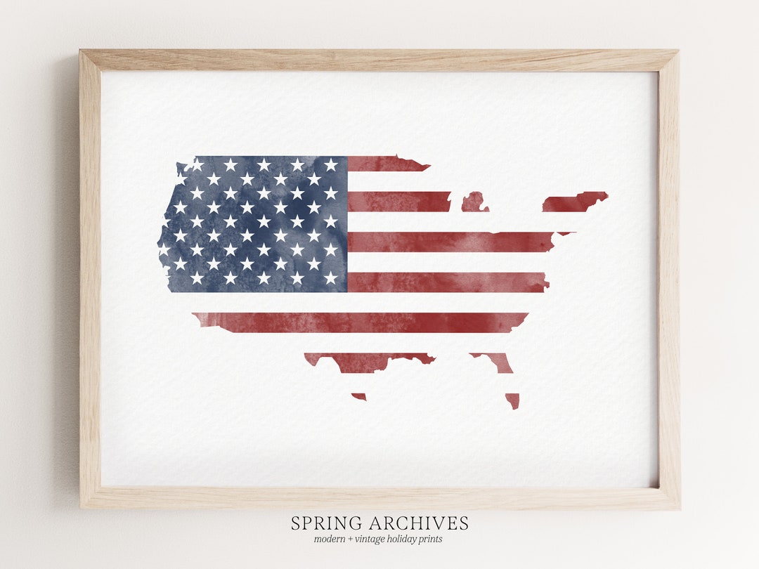 American Flag Printable Wall Decor, Minimal July 4th Print at Home ...