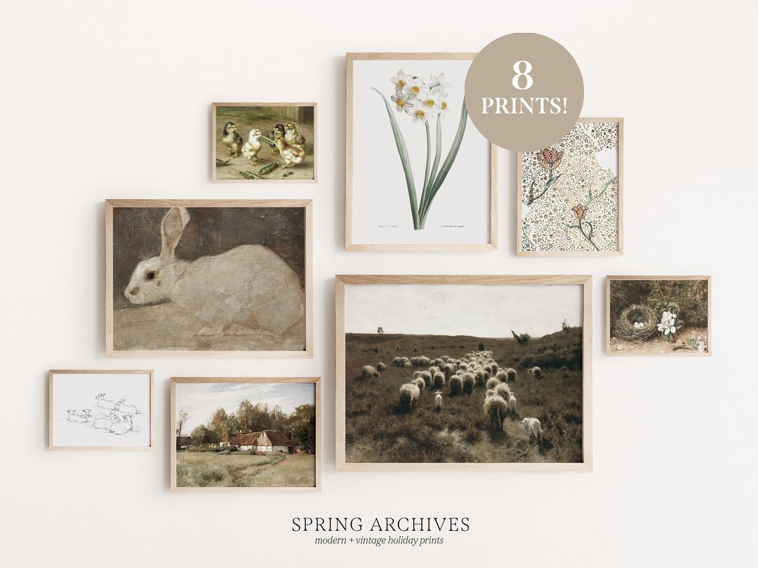 Vintage Easter Printable Gallery Wall Art Set of 8, Antique Spring Art ...