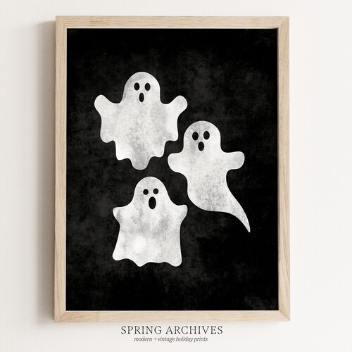 Ghost Print Halloween Wall Decor Printable Ghost Art Cute - Etsy