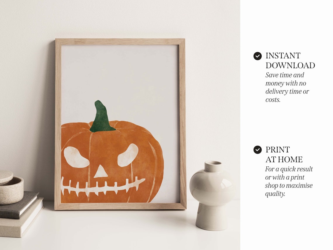 Halloween Pumpkin Printable Art Print Jack O Lantern Wall Art - Etsy