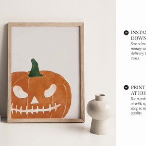 Halloween Pumpkin Printable Art Print, Jack O Lantern Wall Art Instant ...