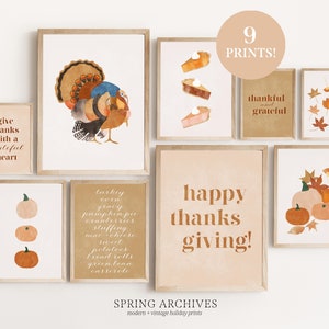 Thanksgiving Printable Gallery Wall Art Bundle, Set of 9 Print at Home ...