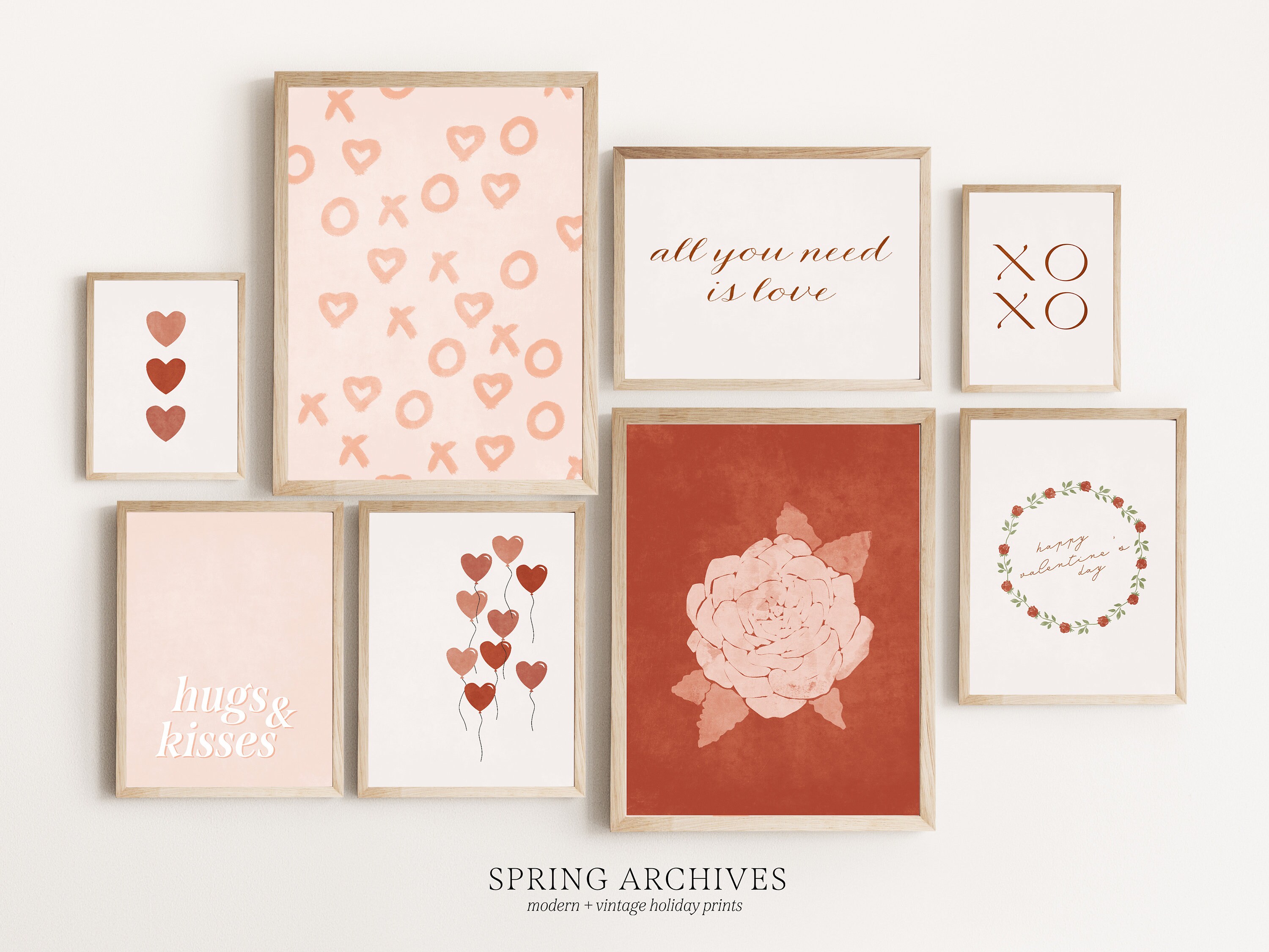 Valentines Day Printable Gallery Wall Art Bundle, Set of 16 Modern ...