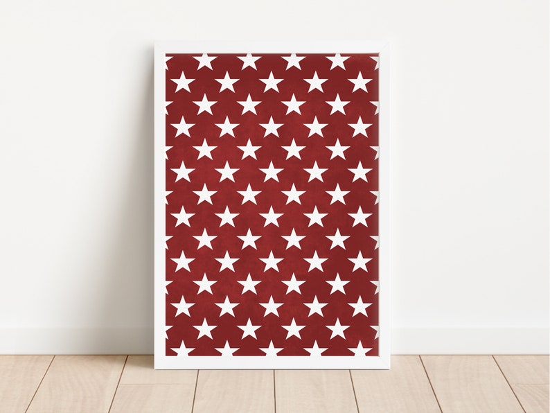 Red Star Pattern Printable Art Print 4th of July Wall Art - Etsy