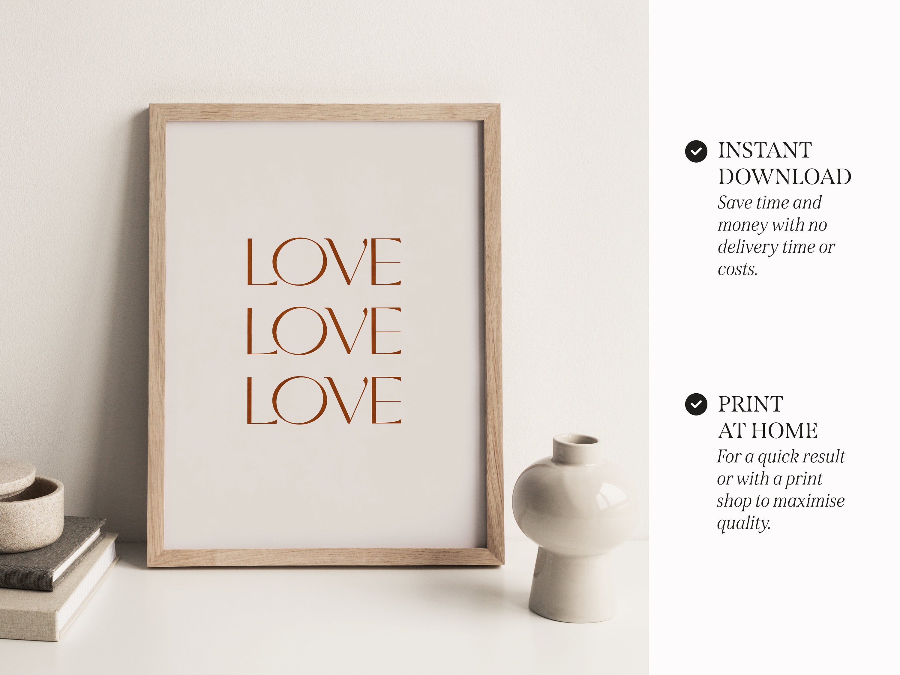 PRINTABLE Love Word Print, Valentines Day Art Prints, Neutral Valentine ...