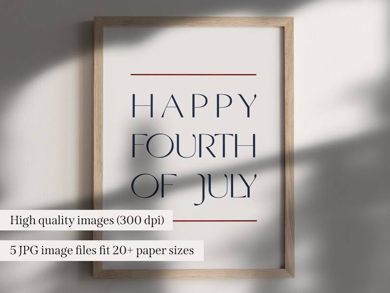 Happy Fourth of July Printable Wall Art, July 4th Sign Digital Download ...