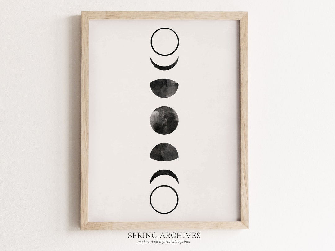Lunar Phases Printable Wall Art, Celestial Home Decorations, Halloween ...