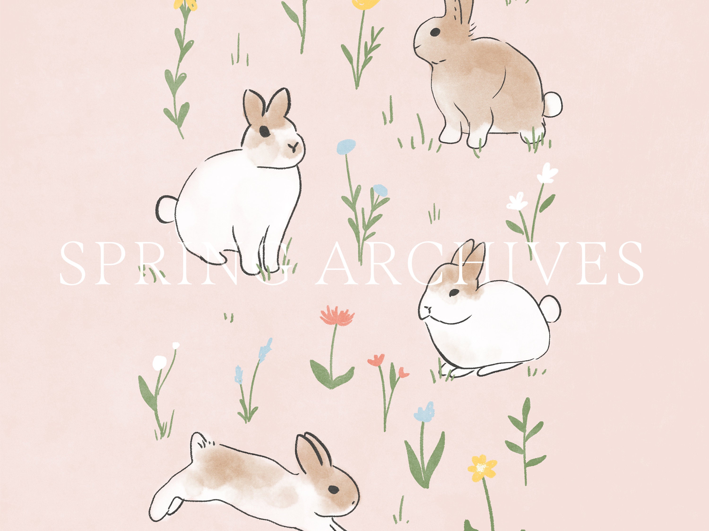 Easter Bunny Printable Wall Art Cute Rabbit Art Print Spring | Etsy