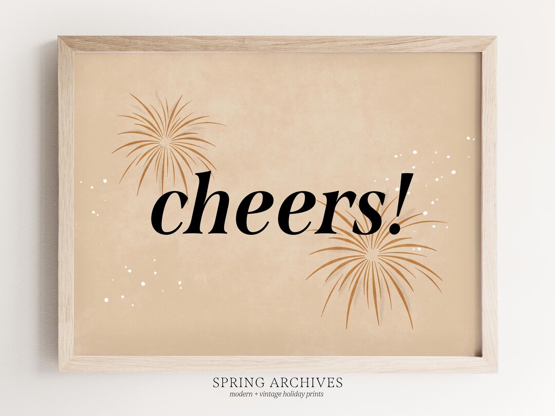 Cheers Printable Art Print, NYE Digital Download Home Decor, New Years ...