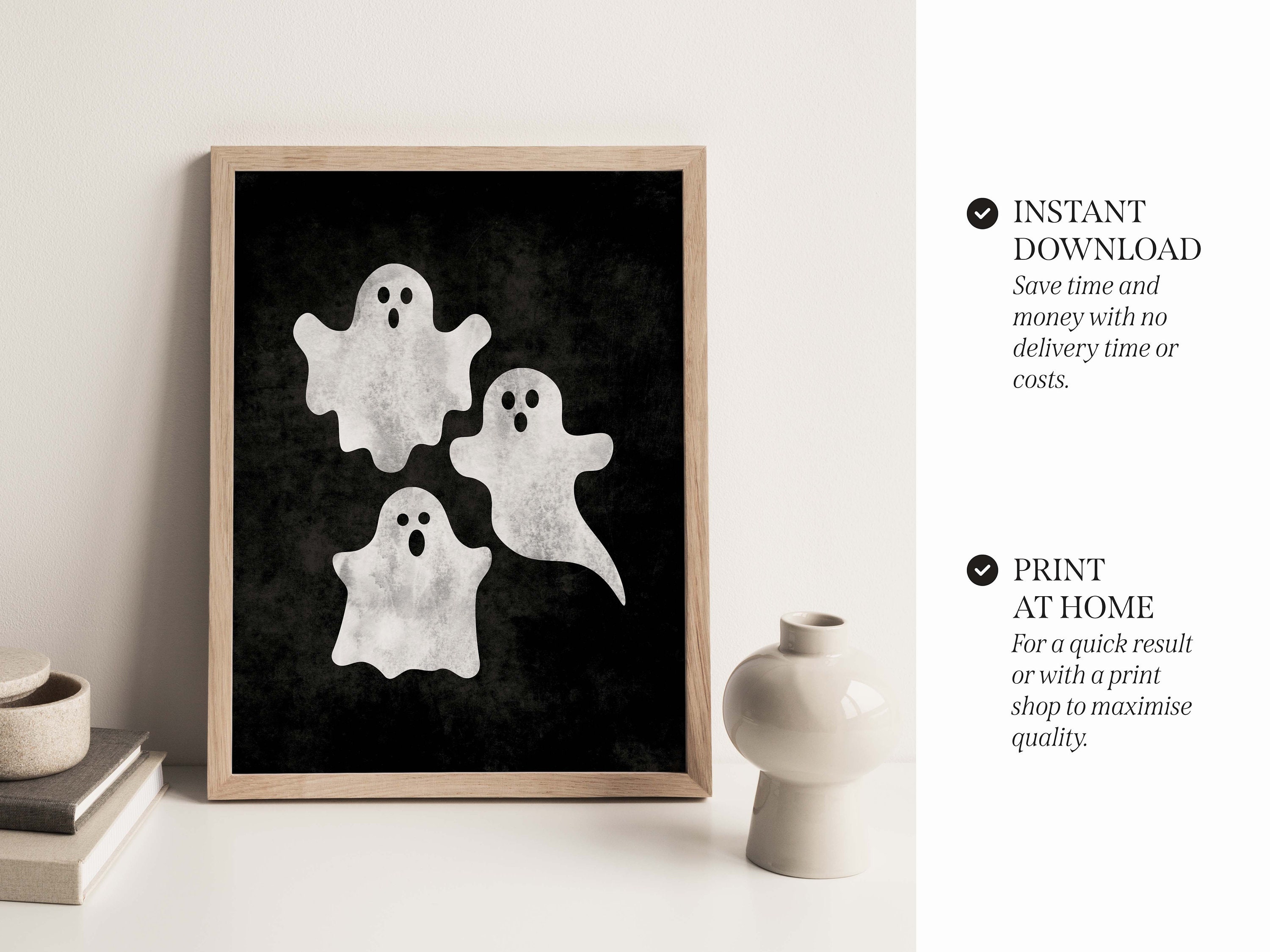 Ghosts Printable Wall Art, Halloween Art Print Downloadable, Minimalist ...