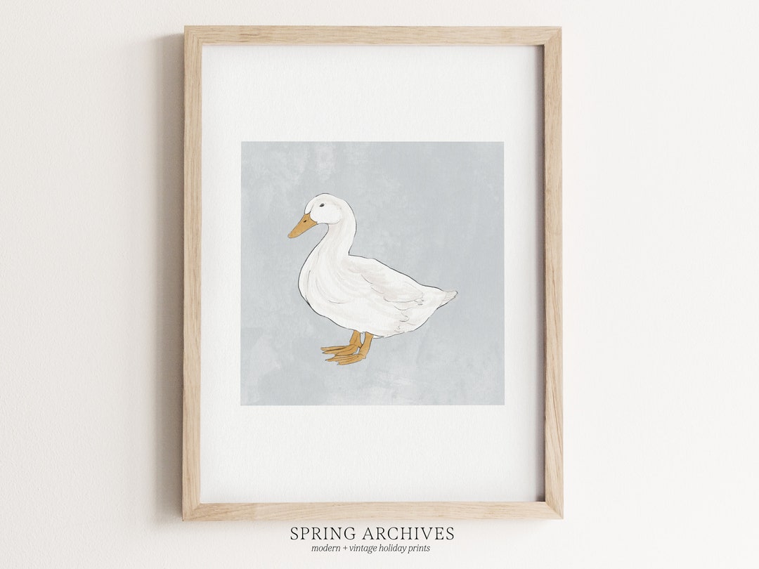 Duck Drawing Printable Wall Art, Light Blue Home Decorations, Nursery ...