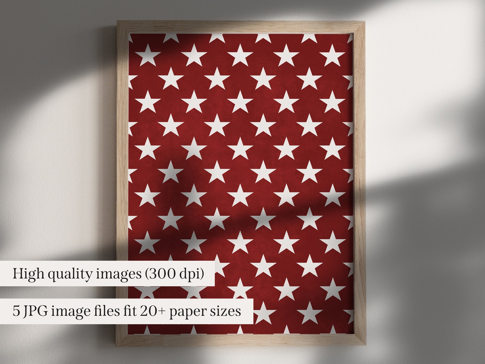 Red Star Pattern Printable Art Print 4th of July Wall Art - Etsy