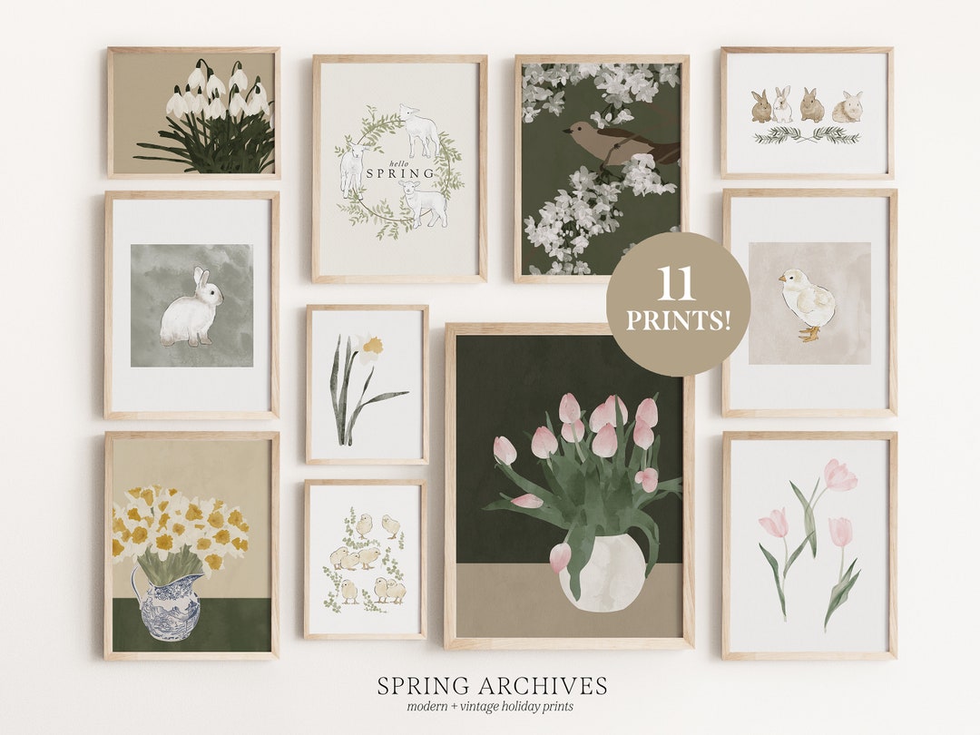 Spring Printable Wall Art Set of 11, May Home Decor, Neutral Gallery ...