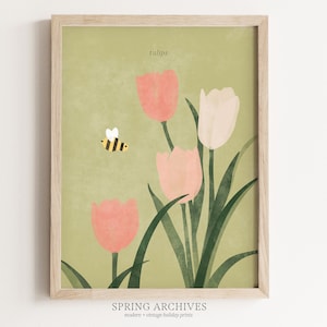 Tulips Printable Wall Art, Spring Art Digital Download, Sage Green Home ...