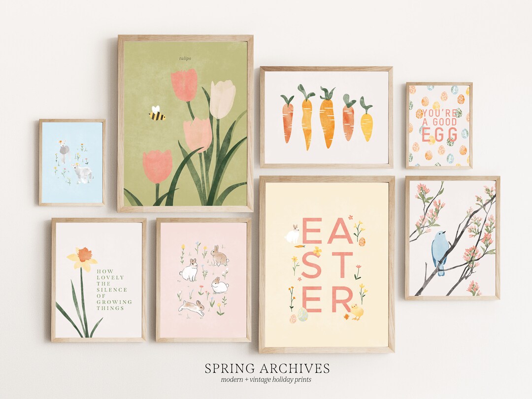 Easter 8 Printables Gallery Wall Art Set, Minimalist Spring Art Prints ...