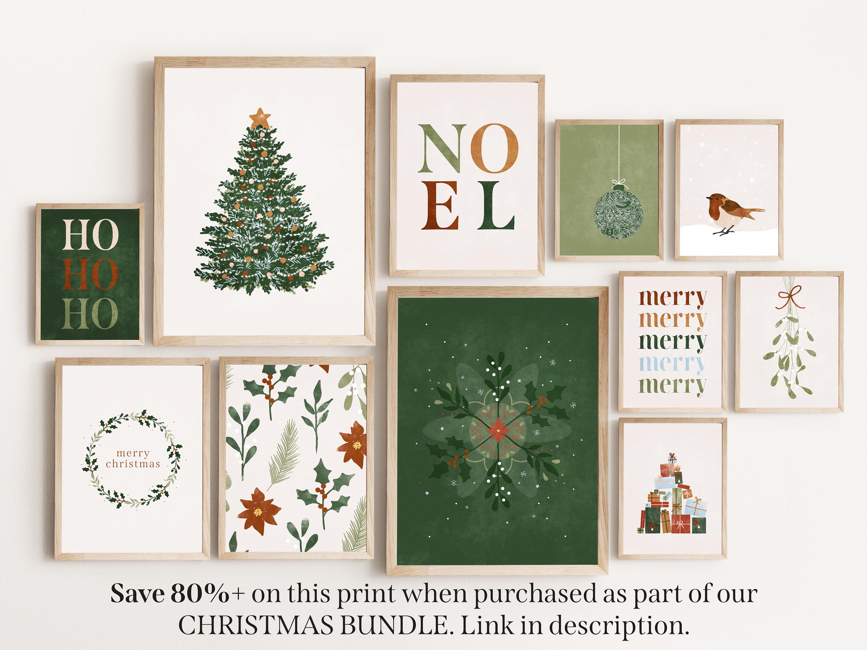 Christmas Tree Printable Art Print Festive Home Decor Xmas - Etsy