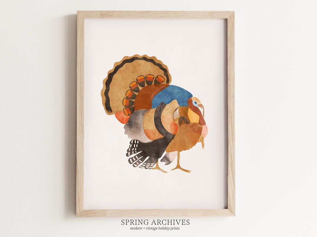 Turkey Printable Art Print, Fall Home Decor, Thanksgiving Wild Turkey ...