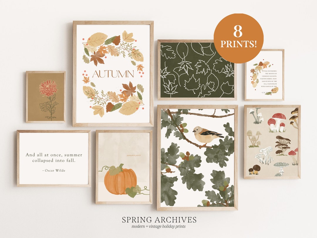 Autumn Printable Wall Art Bundle, Gallery Set of 8 Art Prints, Modern ...