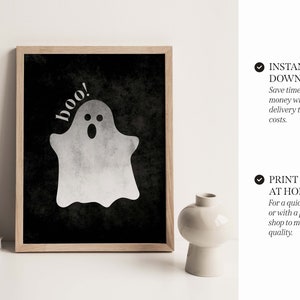 Ghost Printable Wall Art, Cute Halloween Print, Fall Home Decor Instant ...