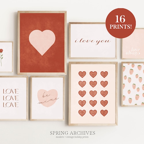 Valentines Printable Wall Art Set of 5 Gallery Art - Etsy