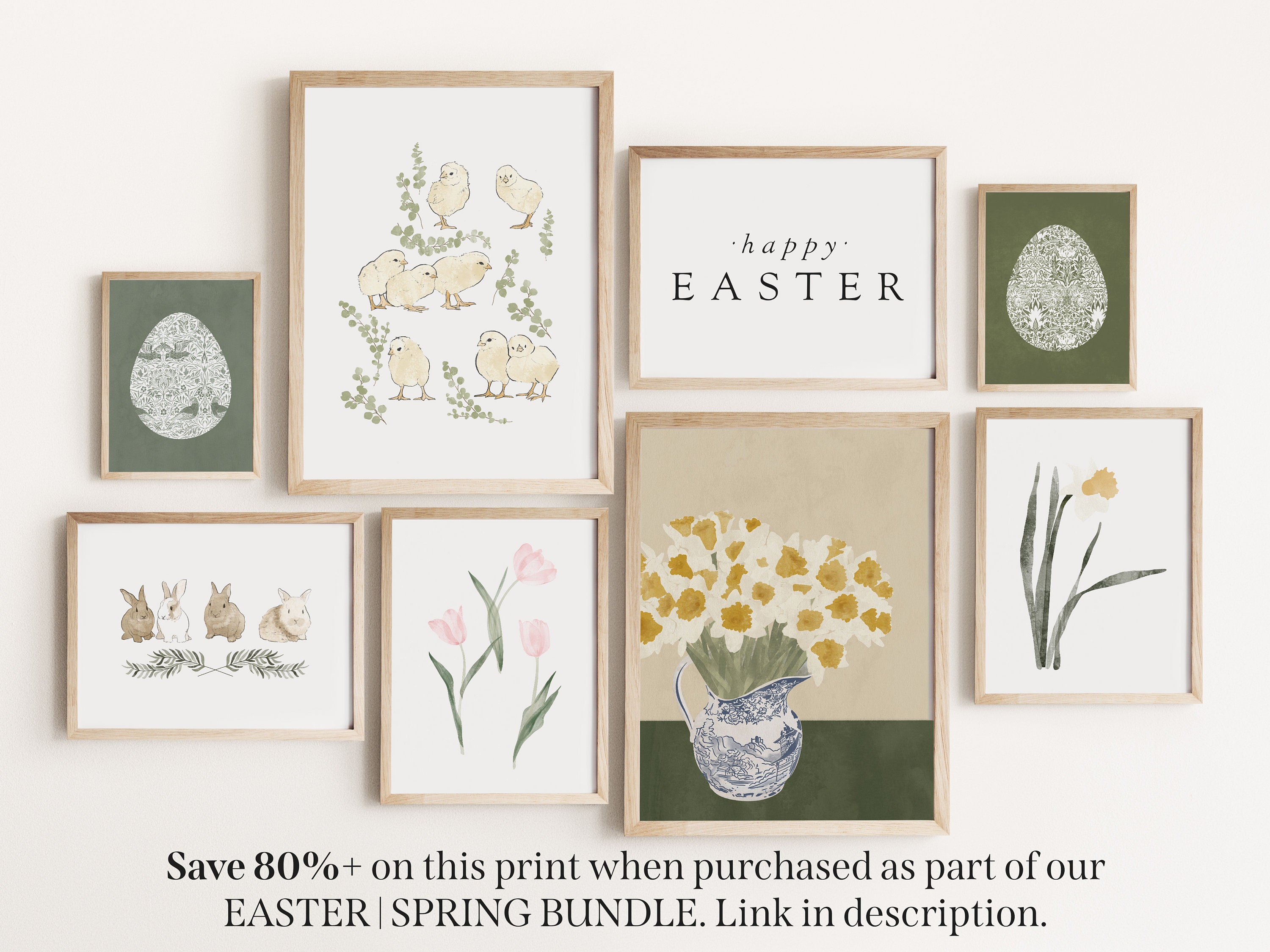 Easter Bunny Printable Wall Art, Rabbit Illustration Art Print ...
