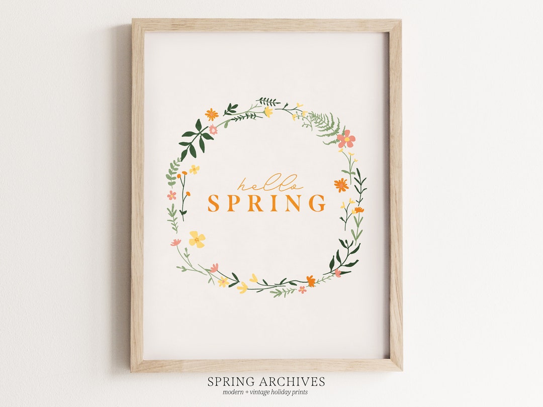 Hello Spring Printable Art Print, Easter Instant Download Home Decor ...