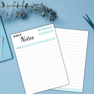 Printable Daily Notes, Print at Home College Student Lined Note Taking ...