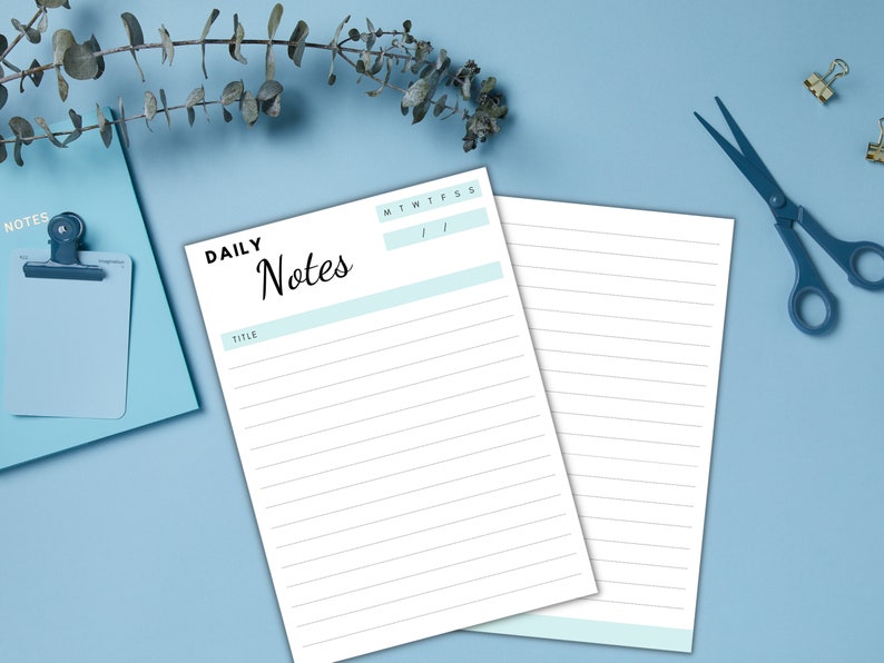 Printable Daily Notes, Print at Home College Student Lined Note Taking ...